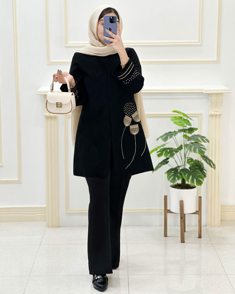 مانتوکتی شانتون گلدوزی قاصدک کد8271633 - فروشگاه پارسیس