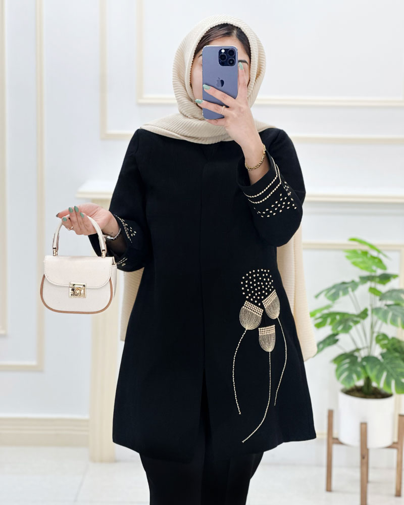 مانتوکتی شانتون گلدوزی قاصدک کد8271633 - فروشگاه پارسیس