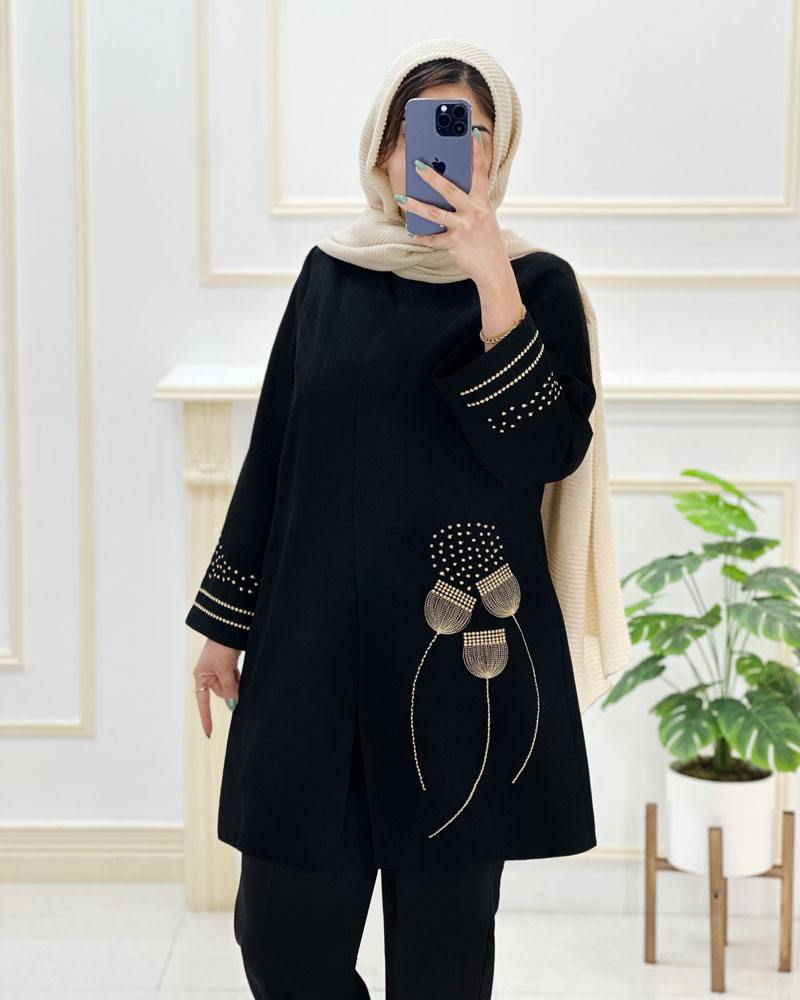 مانتوکتی شانتون گلدوزی قاصدک کد8271633 - فروشگاه پارسیس