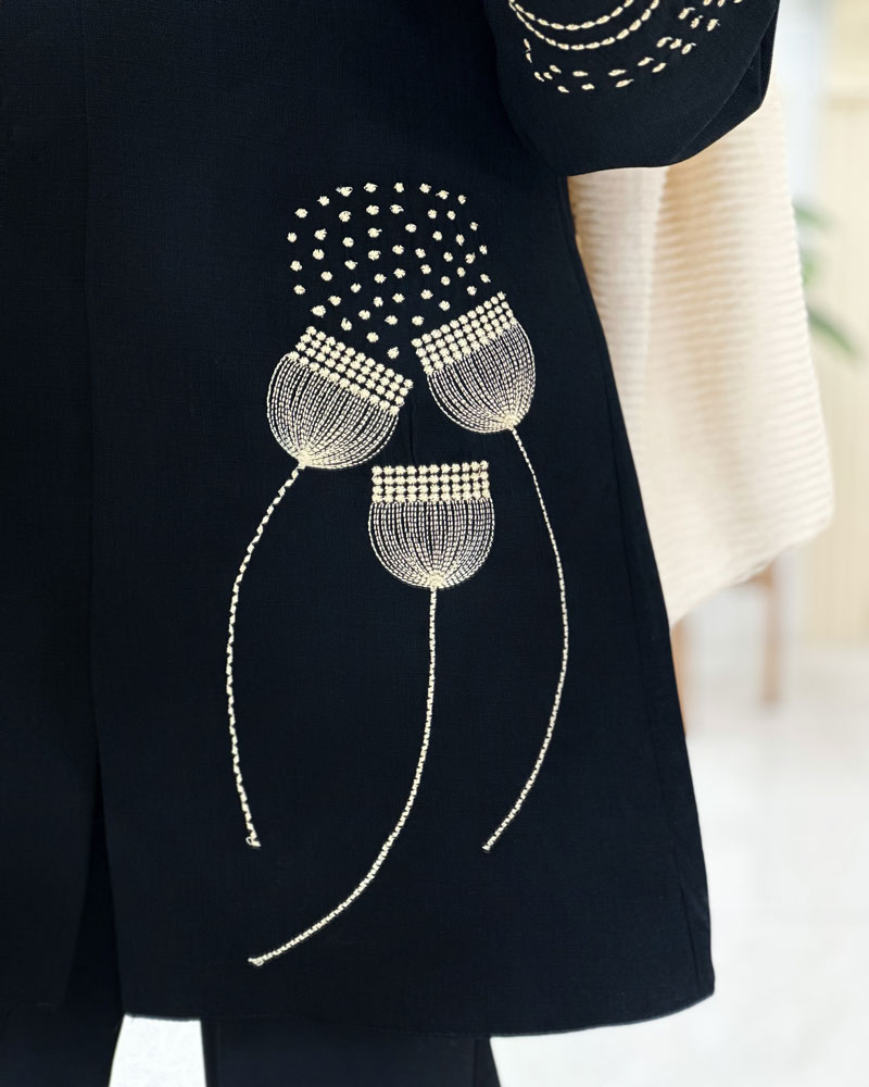 مانتوکتی شانتون گلدوزی قاصدک کد8271633 - فروشگاه پارسیس