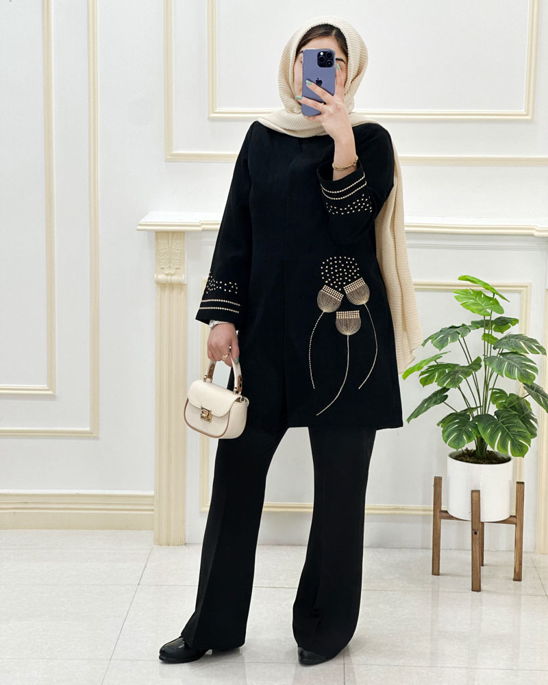 مانتوکتی شانتون گلدوزی قاصدک کد8271633 - فروشگاه پارسیس